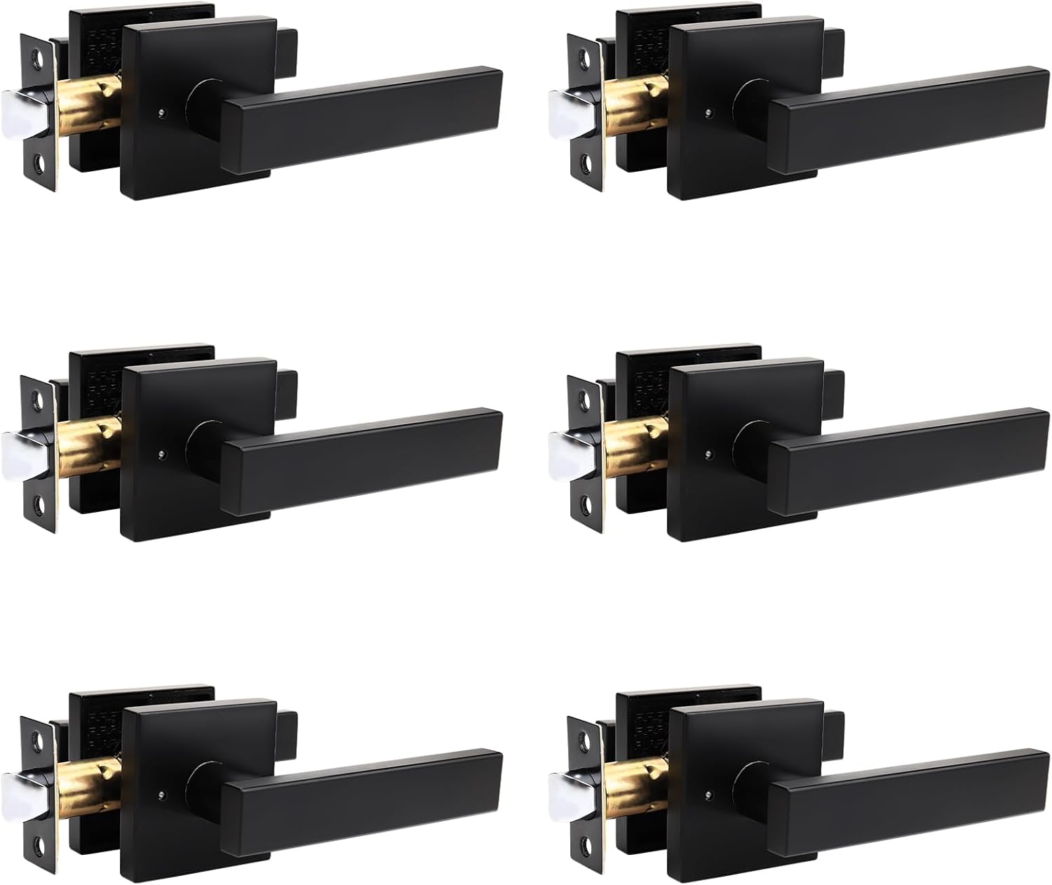 Orger 6 Pack Stainless Steel Square Interior Door Handle Bedroom ...