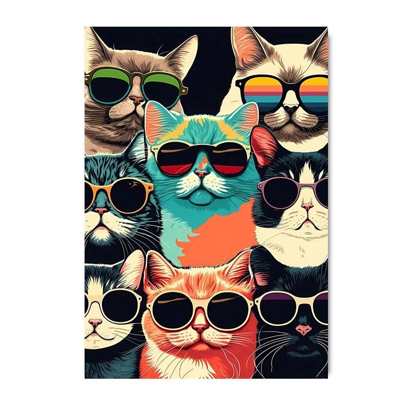 Hipster Cat Wallpaper Tumblr Crowd Of Cats' Poster Print Abstract