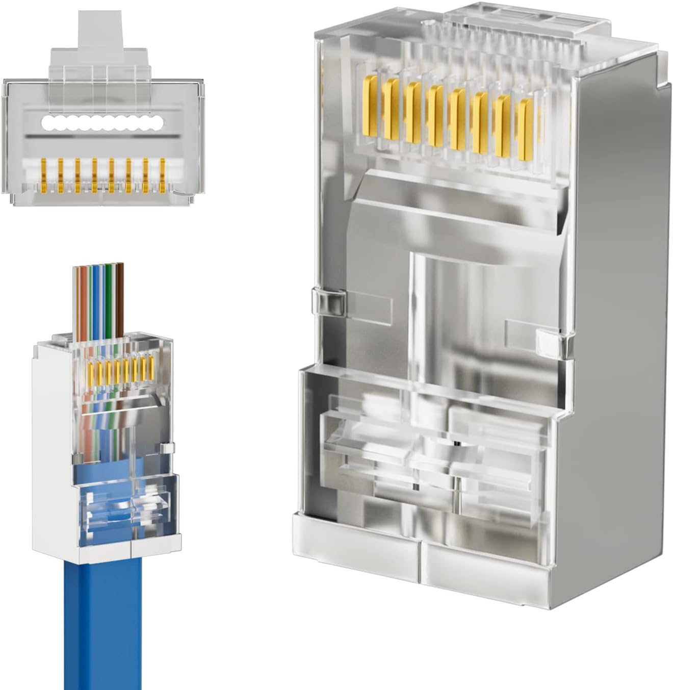 Amazon.com: Quilence RJ45 Connectors CAT6 Pass Through Connectors Ends ...