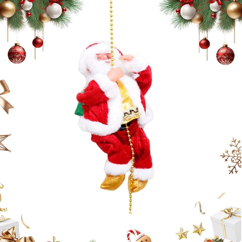 Climbing Santa on Rope, 2026 LED Santa Ladder with Music, 100 cm ...