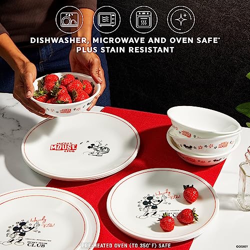 Snapklik.com : Corelle Vitrelle Micky Mouse 12-PC Glass Dinnerware Set