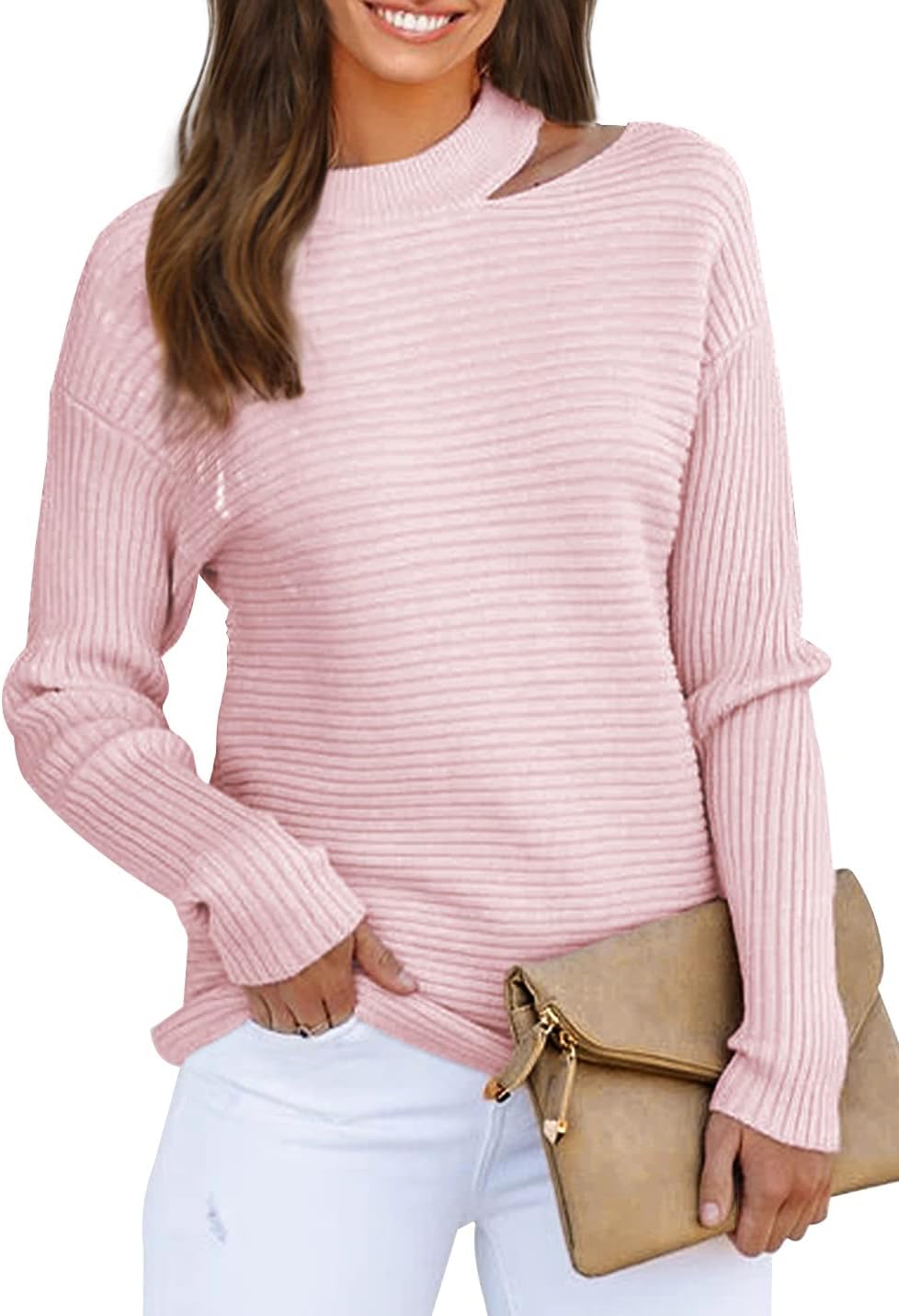 KIRUNDO Women's 2024 Fall Winter Sweaters Halter Neck Off Shoulder Long ...