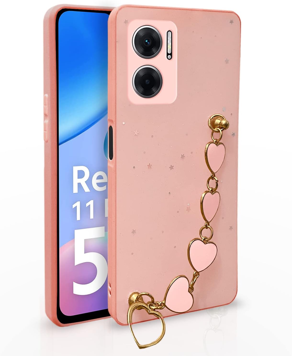 Pikkme Redmi 13C 5G Back Cover for Girls | Heart Shaped Metal Chain ...