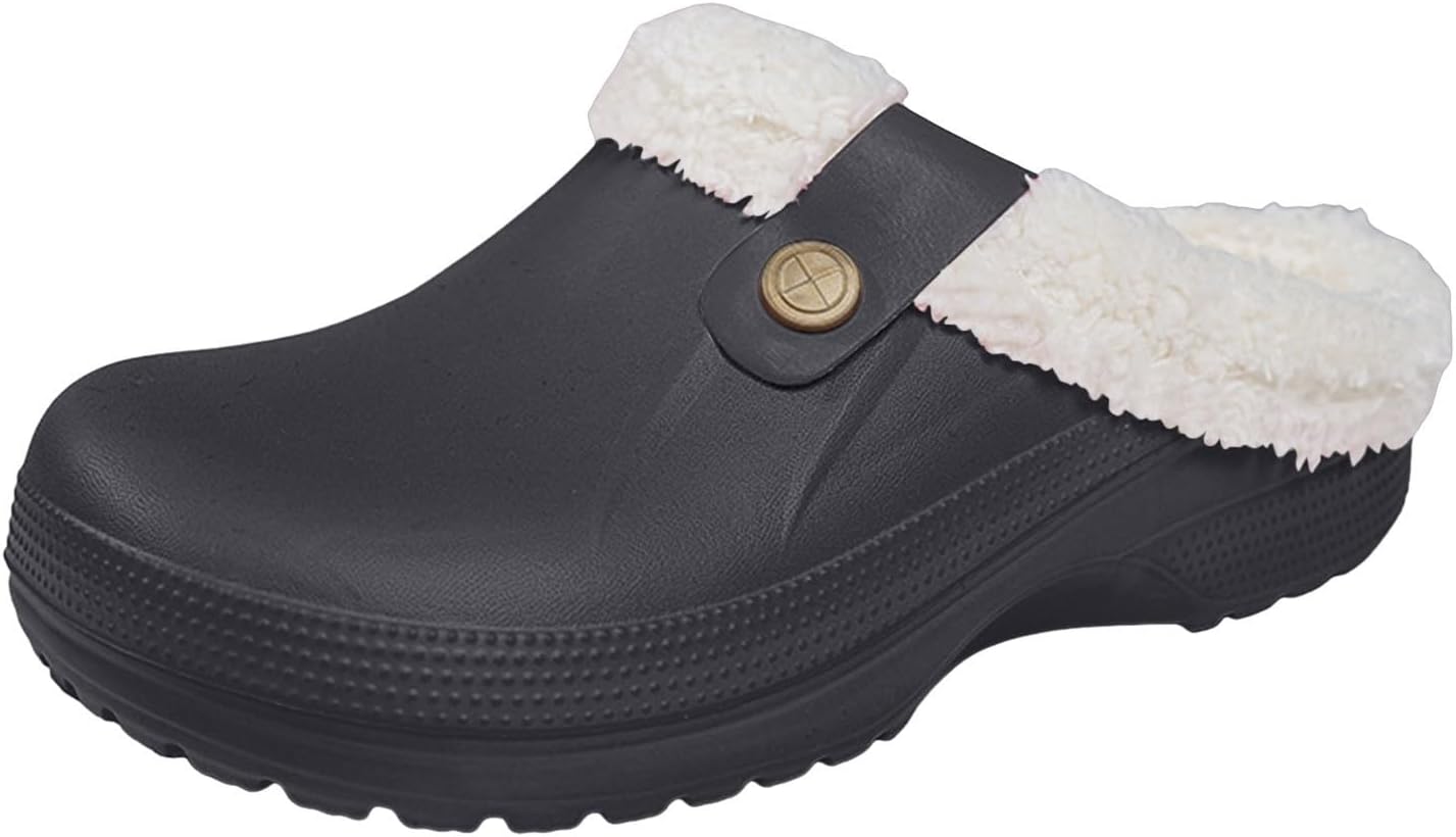 Amazon.com | Clog Slippers for Women and Men Fur Lined Clogs Memory ...