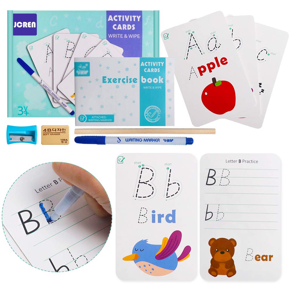 Buy JCREN Letter Alphabet Flash Cards ABC Words Writing Practice ...