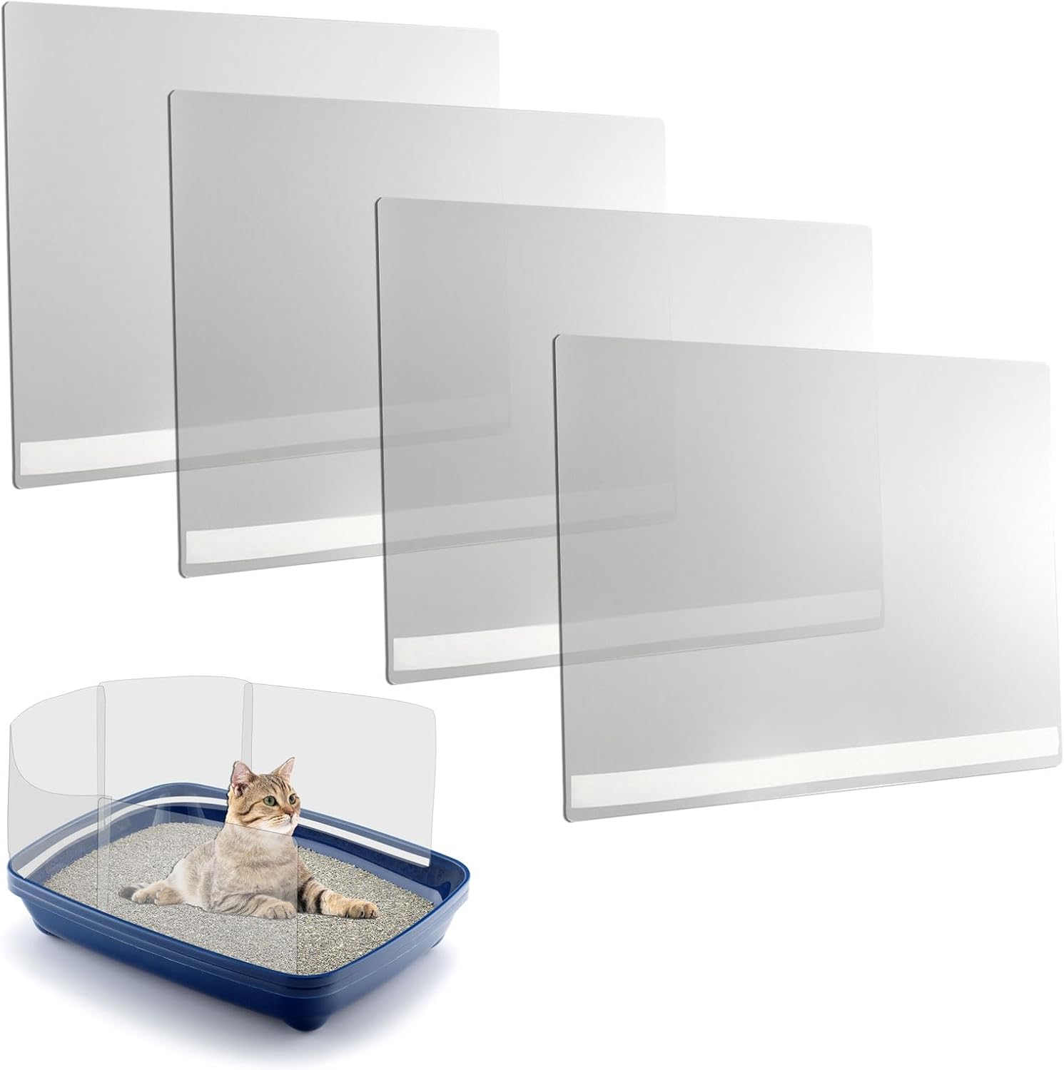 4 Pcs Cat Litter Box Pee Shields, Easy Clean Anti-Splashing Flexible ...
