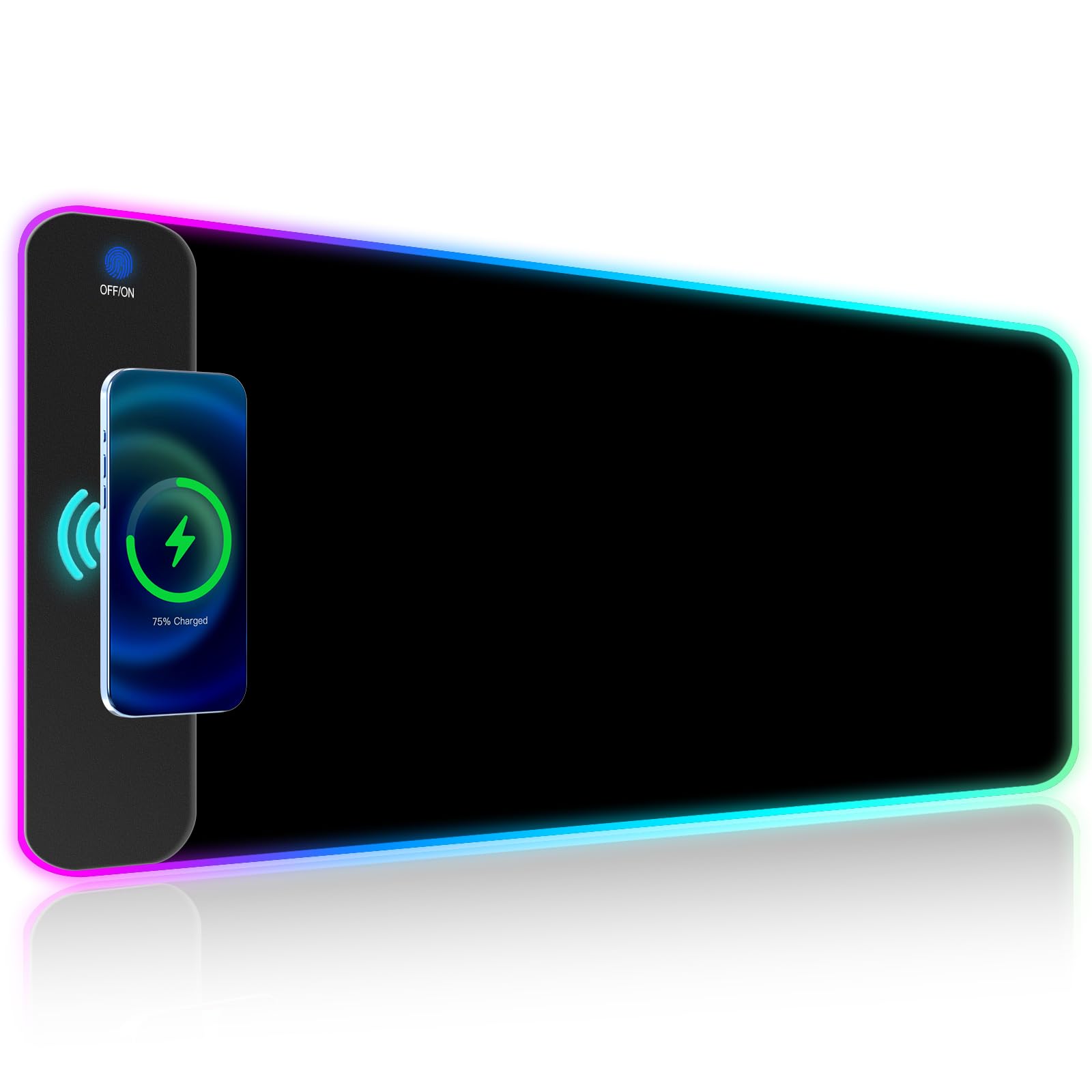 iCasso Wireless Charging RGB Gaming Mouse Pad 15W,Large LED Mousepad,10 ...