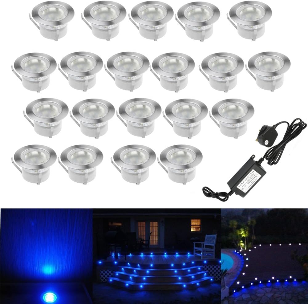 CHNXU 45mm Blue Led Decking Lights Kitchen Plinth Lights Outdoor Low ...