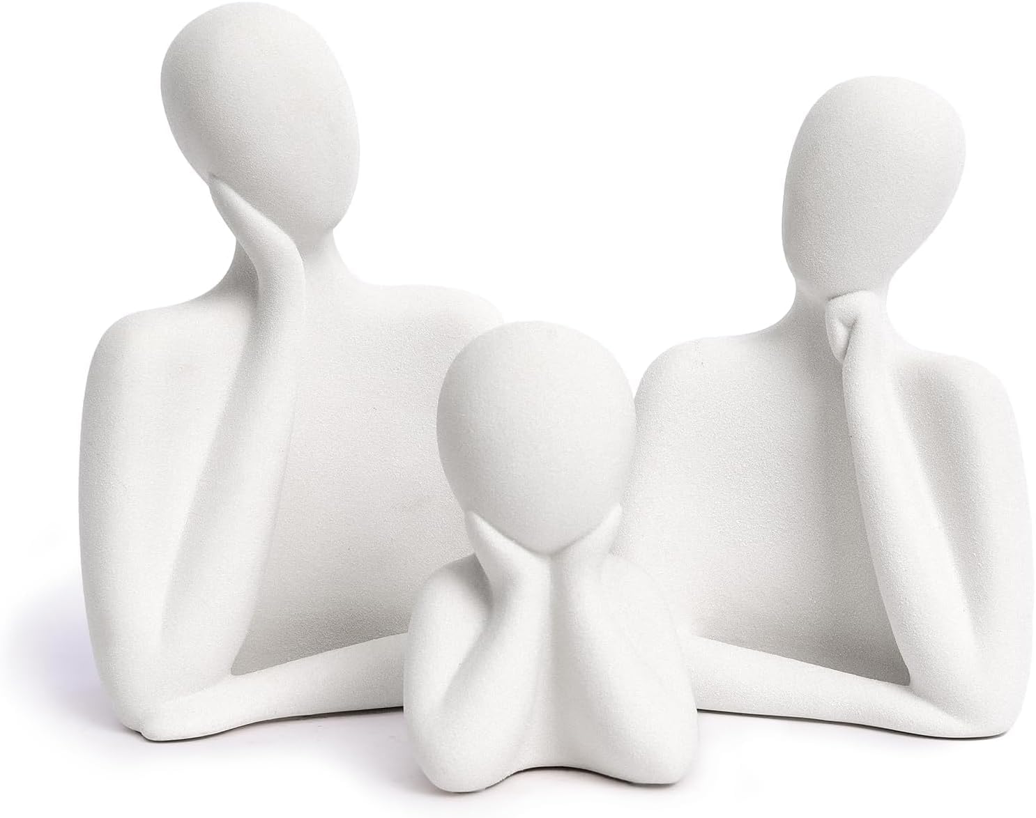 FARAMIR STORE Three-Person Family Statue – Handmade White Abstract ...