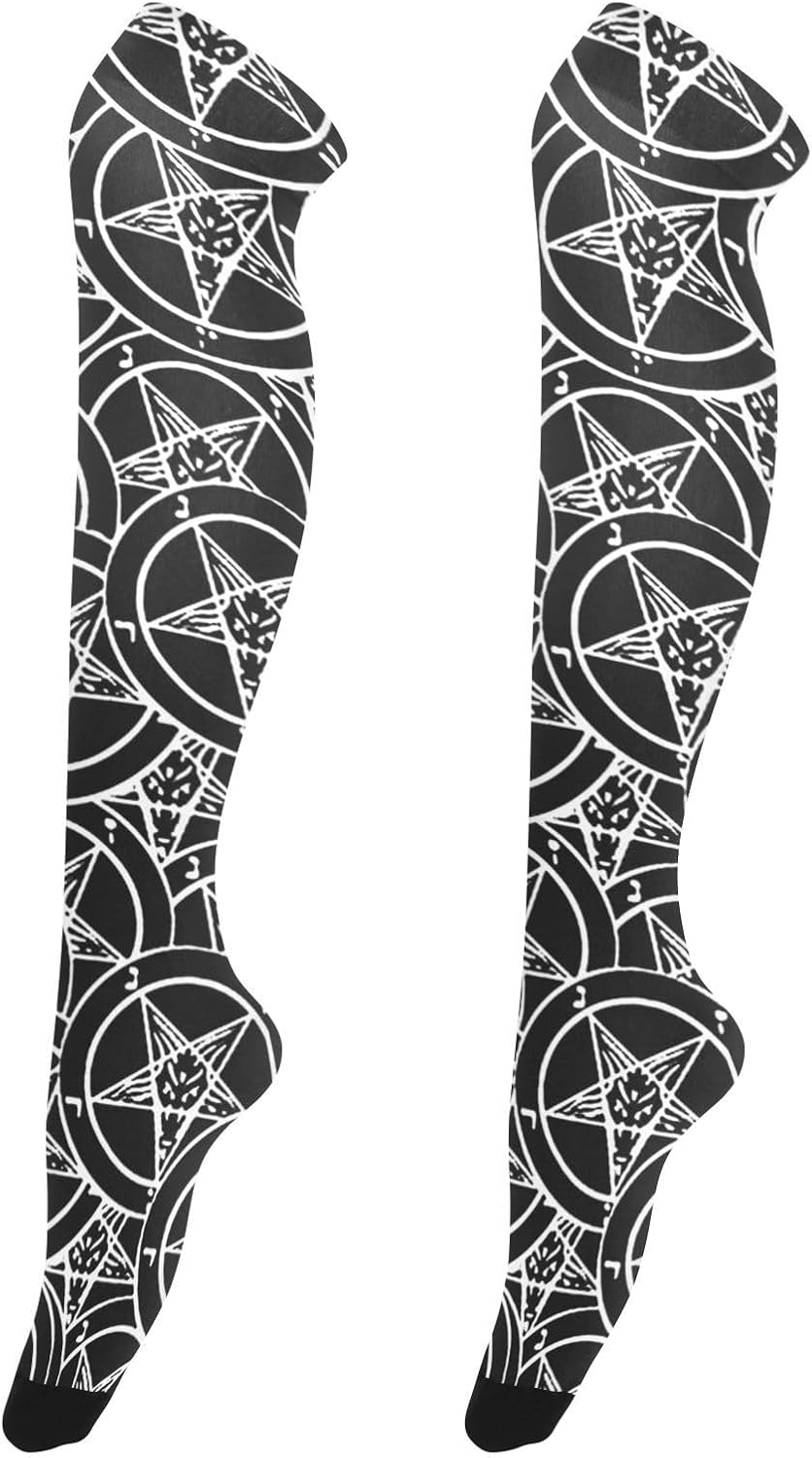Augenstern Stretchy Thigh High Socks for Women Satanic-sigil-baphomet ...
