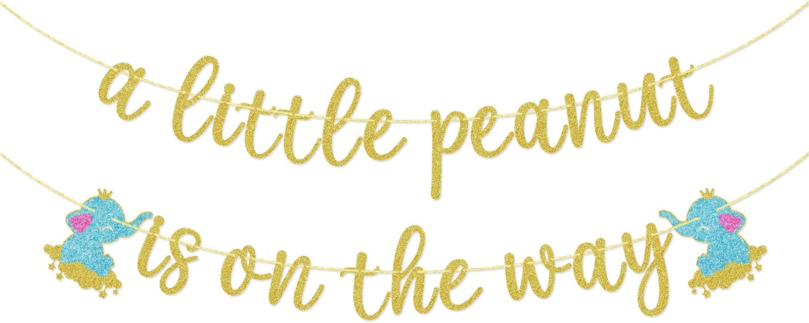 Amazon.com: A Little Peanut is on His Way Banner, Baby Boy Elephant ...