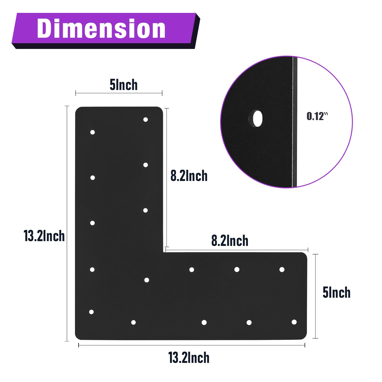 Snapklik.com : 4 Pcs 13.2"x 5"L Shape Flat Bracket, Mending Plate