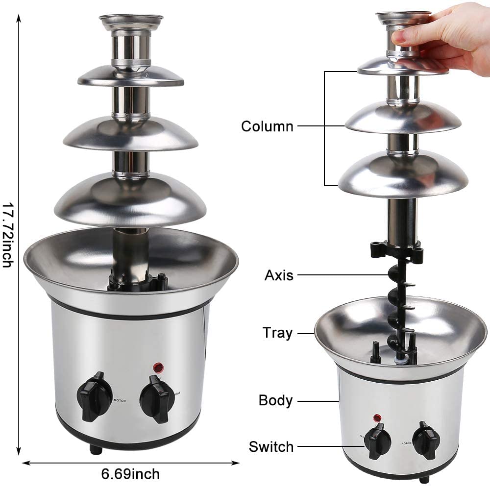 Snapklik.com : 4 Tiers Stainless Steel Chocolate Fondue Fountain,2-Pound Capacity, Easy To ...