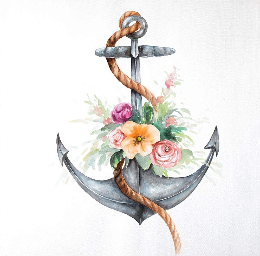 Anchor And Flower Drawings