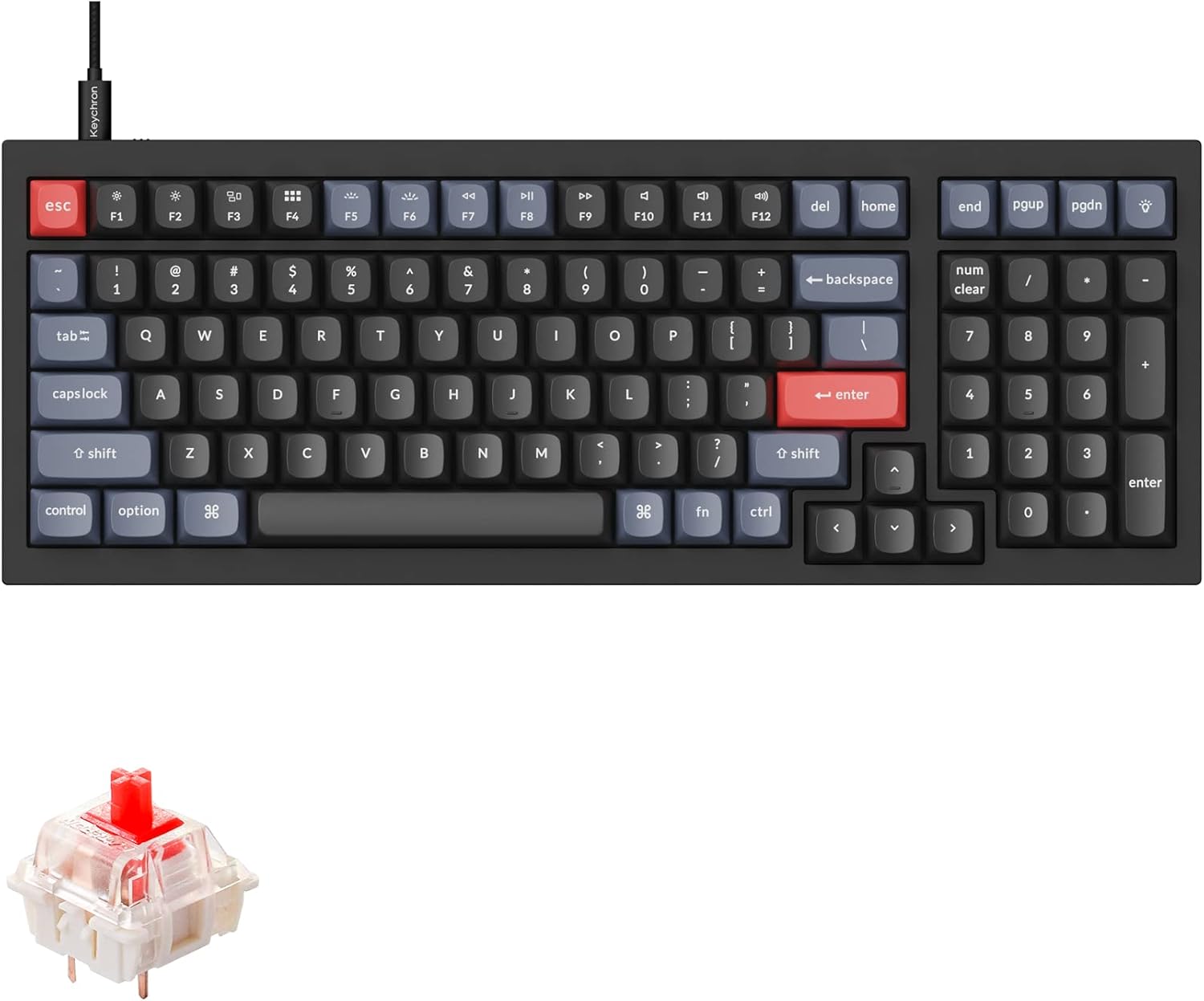 Keychron Q5 RGB Wired Custom Mechanical Keyboard, 96% Layout QMK/VIA ...