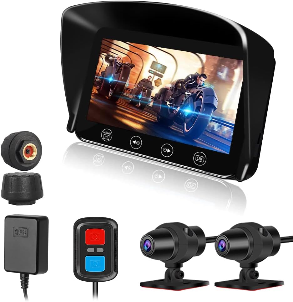 VSYSTO Motorcycle Dash Camera, WiFi 130 Degrees Wide Angle Lens HD ...