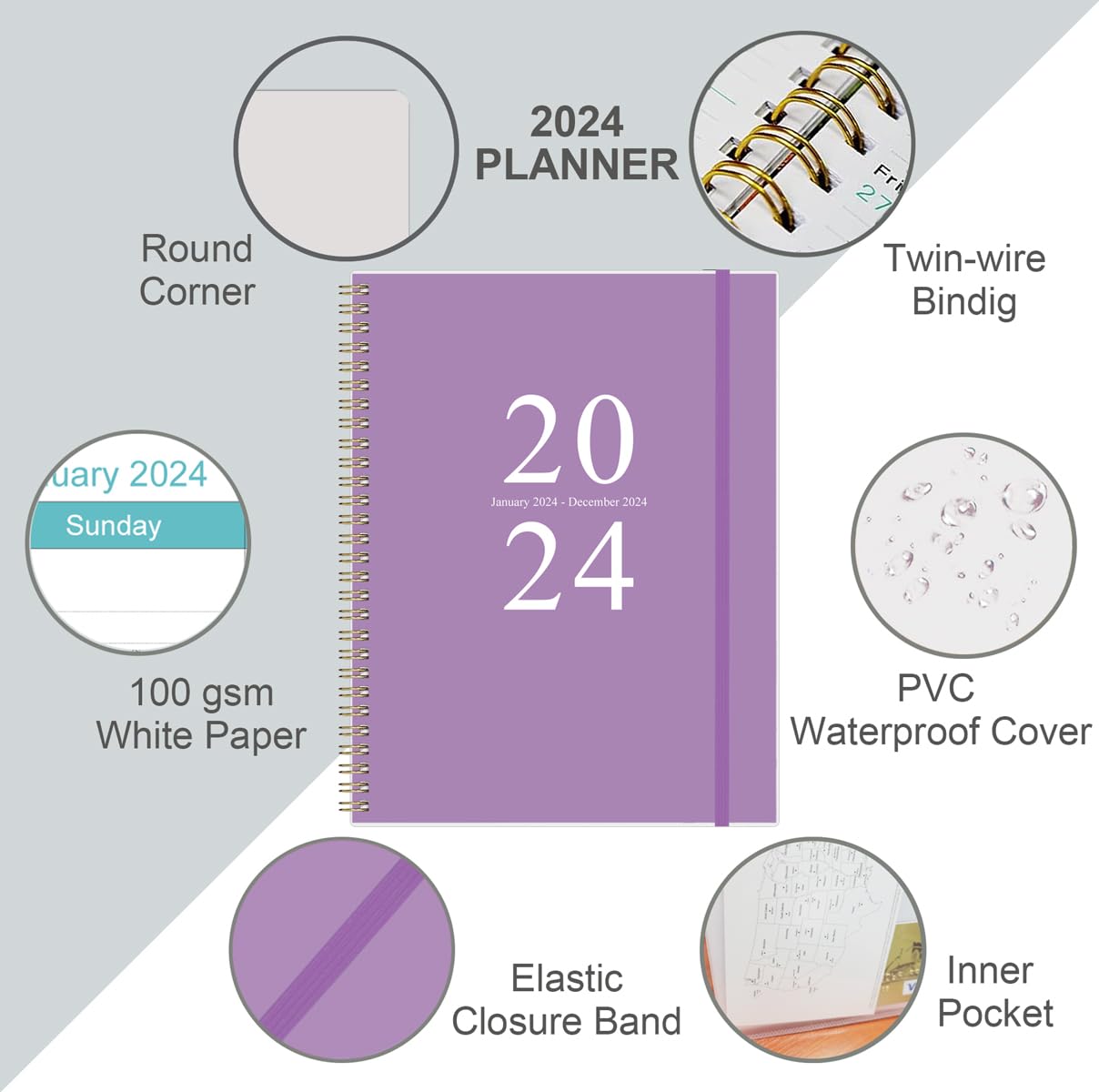 Snapklik.com : 2024 Planner - Weekly & Monthly Planner Spiral Bound ...