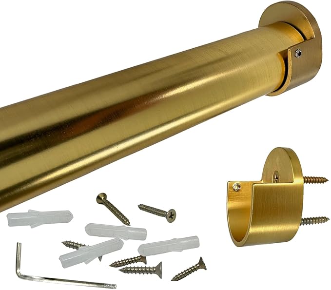 Amazon.com: CUSTOM CUT | Up to 48" | HEAVY DUTY Satin Brass Closet Rod ...