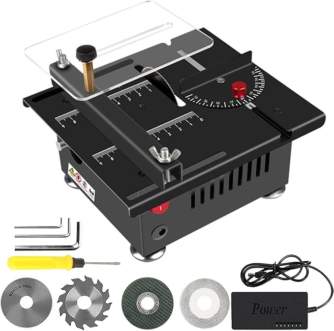 AHWOiHS Mini Table Saw Portable for Woodworking, Multi-Functional 100W ...