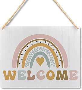 Amazon.com: Ryeolo Boho Rainbow Welcome Wooden Plaque Sign for ...
