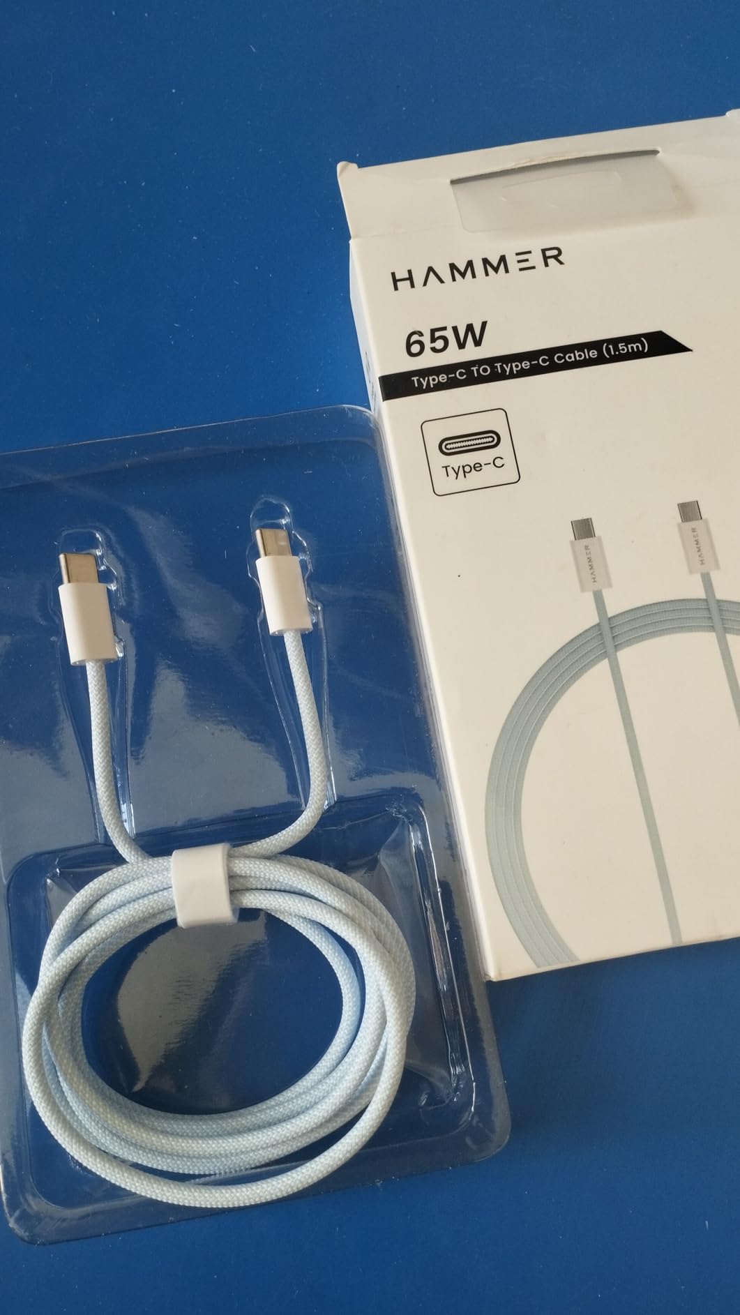 HAMMER Type C to Type C Cable 65W Braided, PD Fast Chraging, Data Sync ...