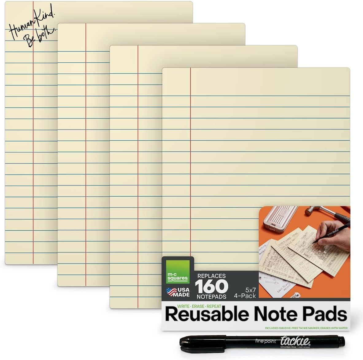 Amazon.com : M.C. Squares Reusable Junior Legal Pads | 5x7 4-Pack ...