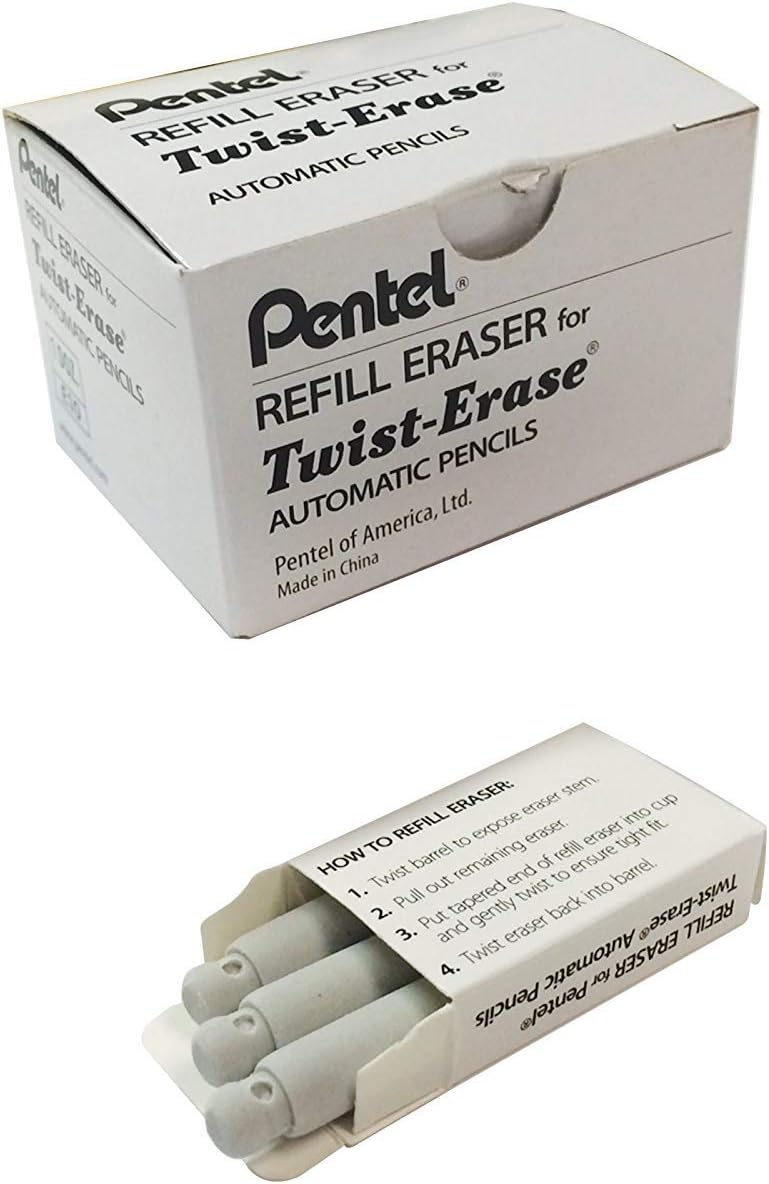 Pentel Refill Erasers For Pentel Twist-Erase Series Pencils - Pack of ...