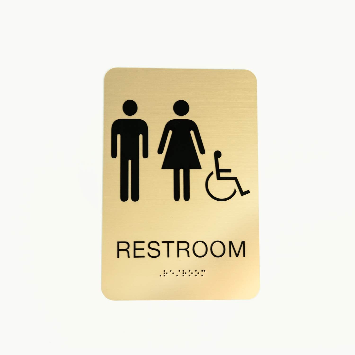 Amazon.com: Gold Unisex ADA Restroom Sign / 6" x 9" Modern Chic Gold ...