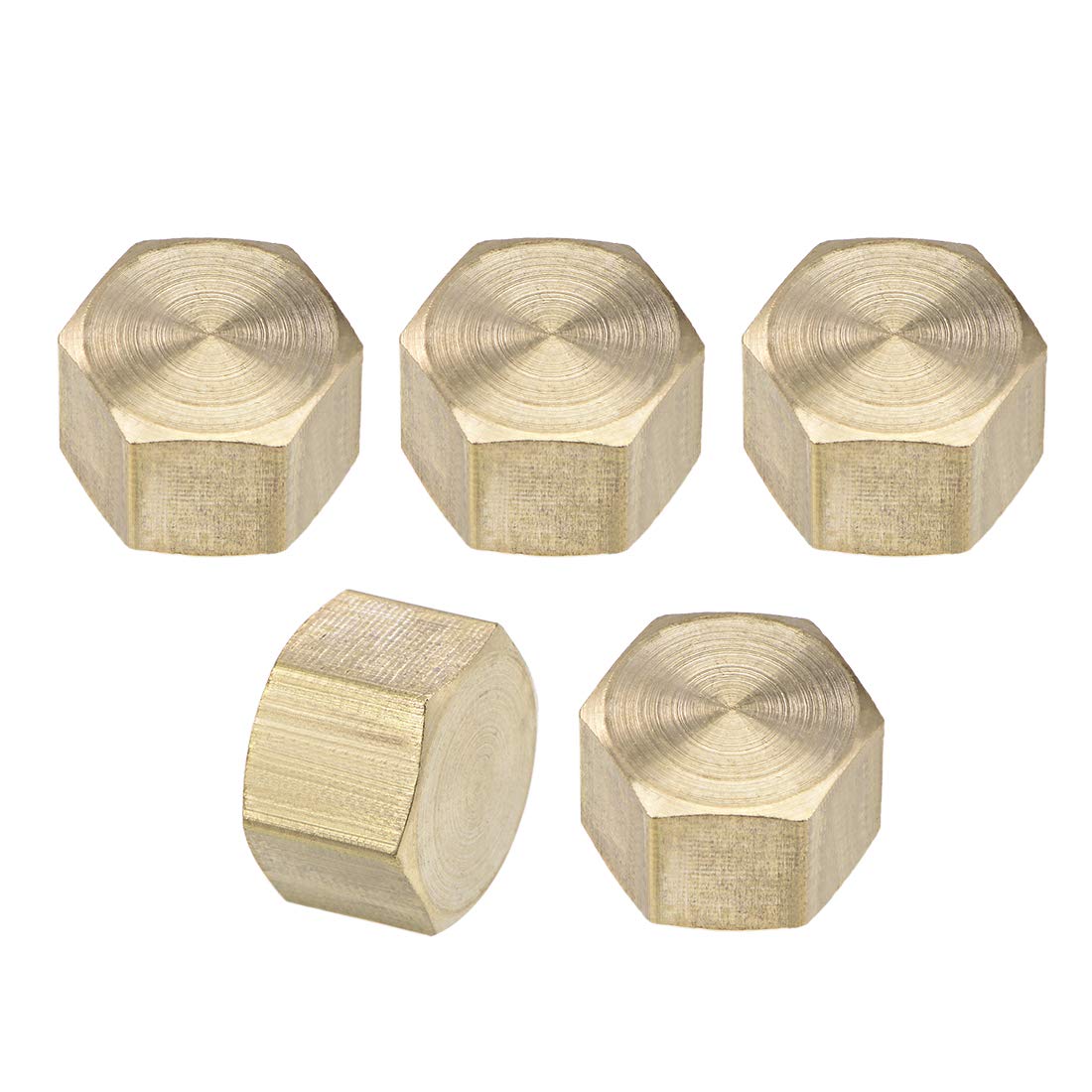 Amazon.com: uxcell Brass Cap 5pcs 1/4G Female Pipe Fitting Hex ...