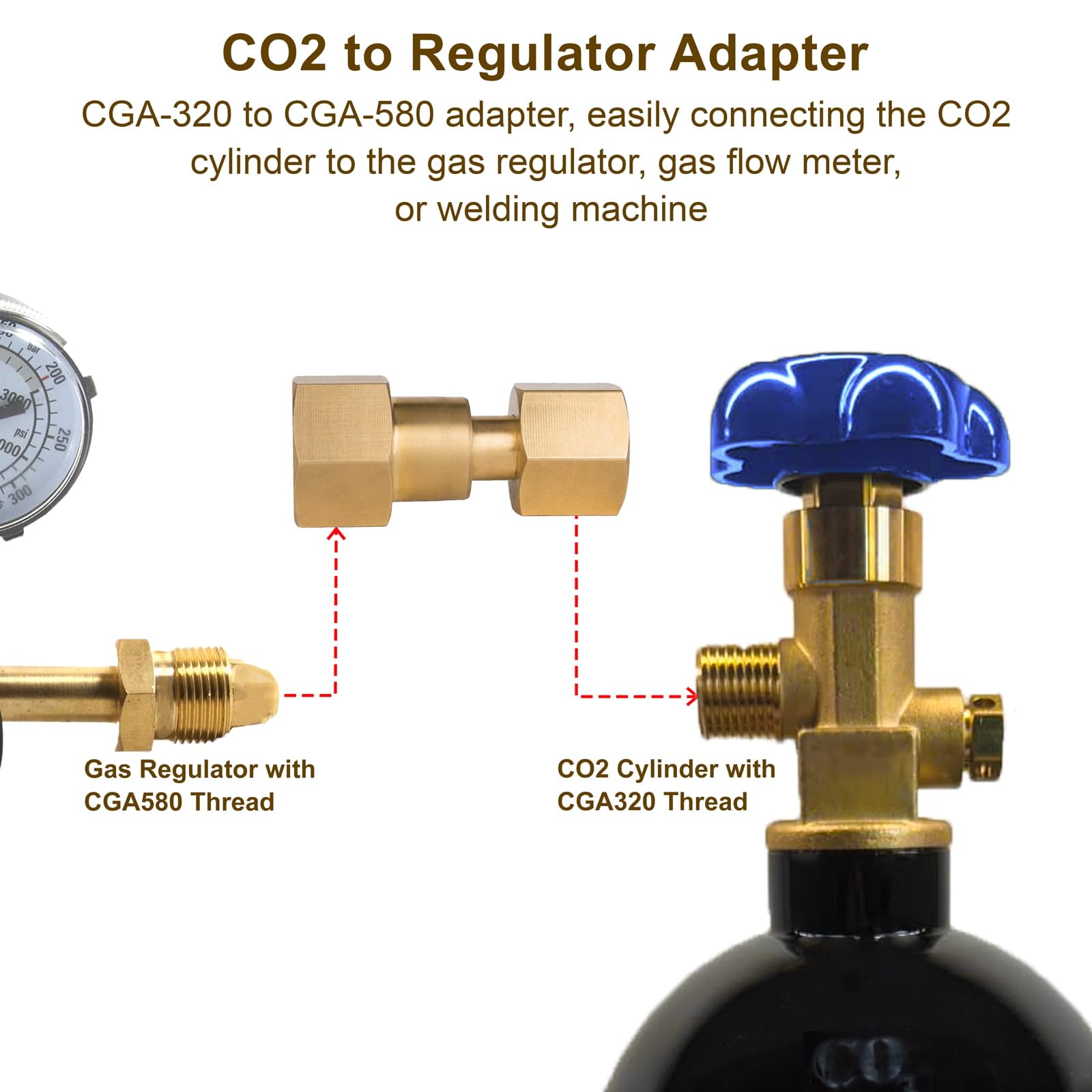 Snapklik.com : CGA-320 To CGA-580 Adapter, Carbon Dioxide Bottom To ...
