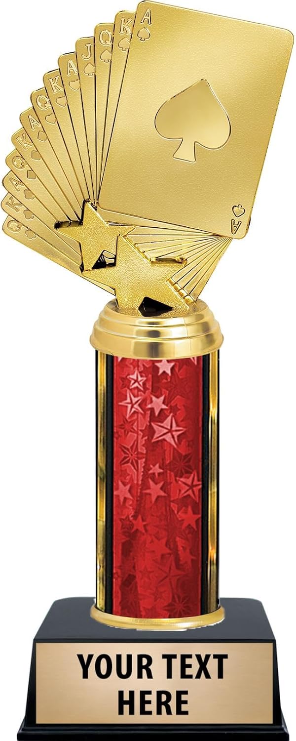 Amazon.com : 11" Cards Bridge - Red Stars Column Trophy - Add Your Own ...