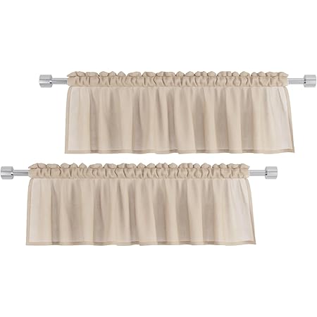 Amazon.com: UPOPO Beige Valances 2 Pieces 15 inches Long Sheer Curtain ...