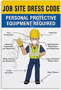 Amazon.com: FDLGMLSF Workplace Dress Code Poster Dress for Construction ...