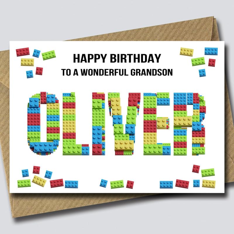 Personalised Building Blocks Birthday Card - Unique construction bricks ...