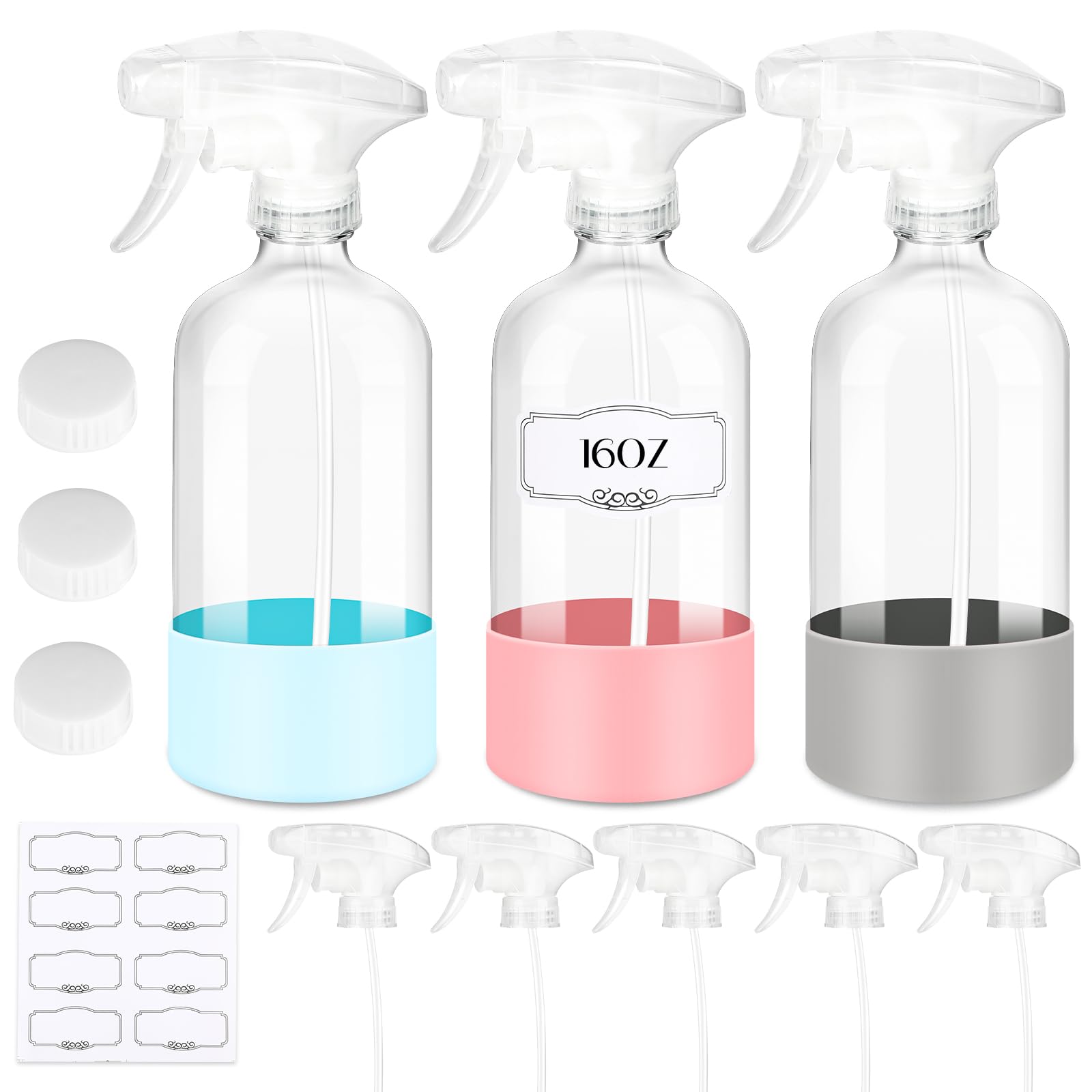 Amazon.com: ZENOWICK 3 Pack/16 Oz Glass Spray Bottles, Refillable Empty ...