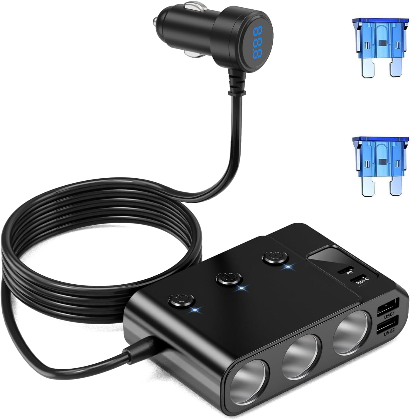 Amazon.com: 7 in 1 Cigarette Lighter Splitter, Tendak 150W Car Adapter ...