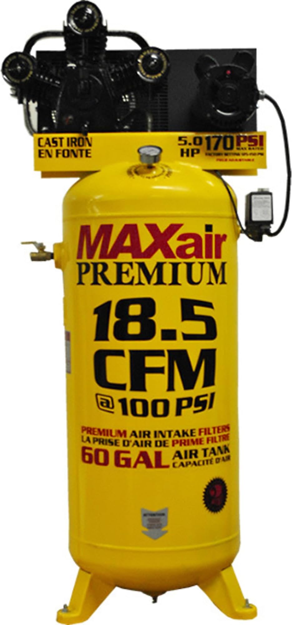 Amazon.com: EMAX Silent Air Industrial Air Compressor - 5HP 60 Gal ...