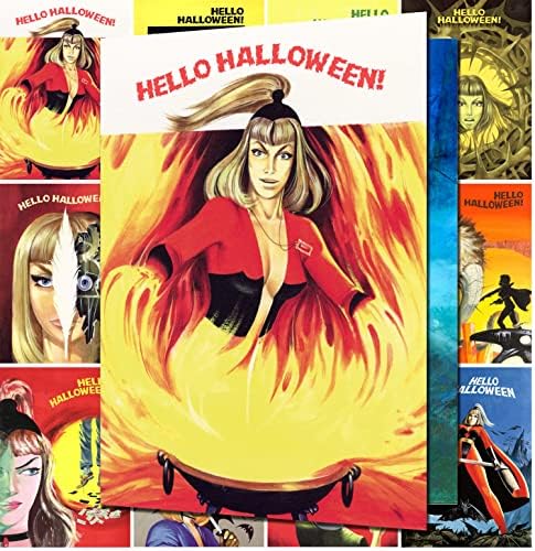 Amazon.com : PIXILUV ACTION WOMAN HALLOWEEN Greetings Cards 12 Large ...