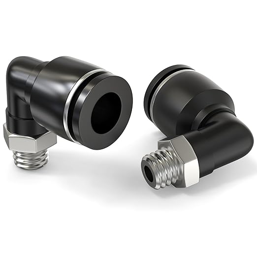 TAILONZ PNEUMATIC Male Elbow 6mm Tube OD x M6 Thread 90 Push to Connect Fittings PL6-M6 (Pack of ...