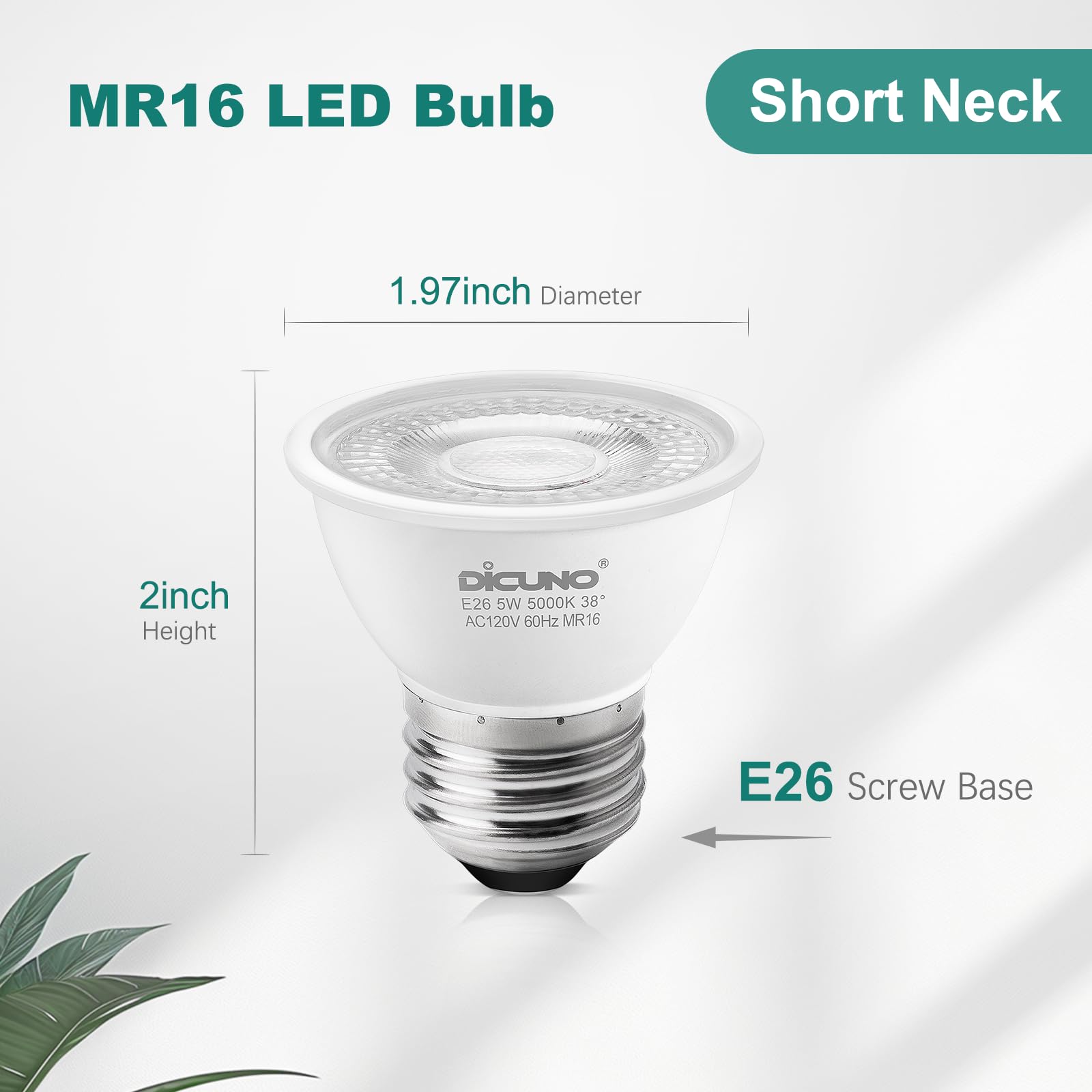 Snapklik.com : PAR16 LED Bulb Dimmable, 5W Short Neck Spotlight Bulb ...