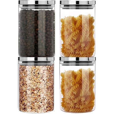 Amazon.com: Farberware Set of 4 Variety Size Glass Canister Food ...