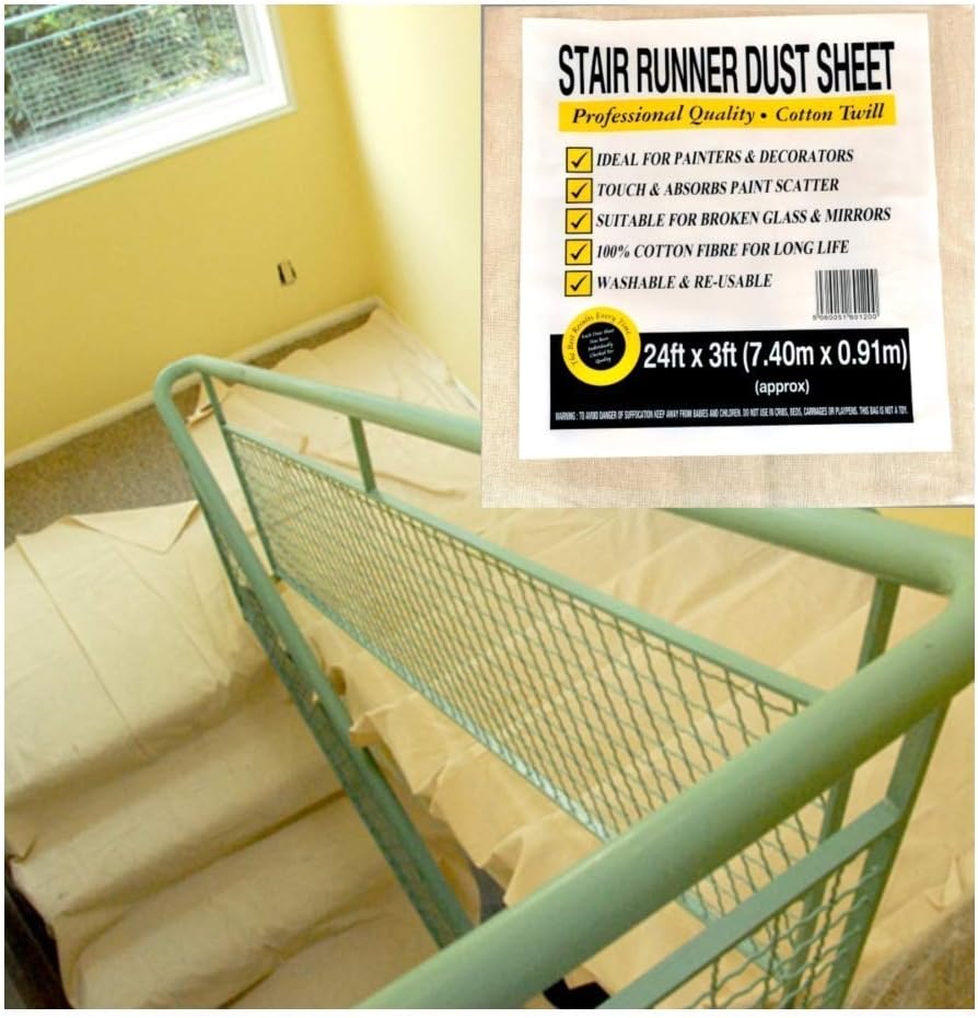 3 x Cotton Twill Stair Runner, Stair Case, Dust Sheet 24ft x 3ft ...