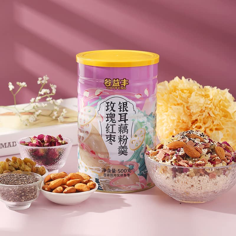 Rose red dates white fungus lotus root powder soup 500g/can, Healthy ...