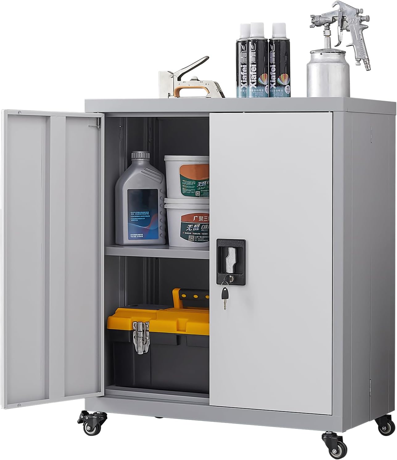 Amazon.com: STEELIST Metal Tool Cabinet on Wheels, Lockable Garage ...