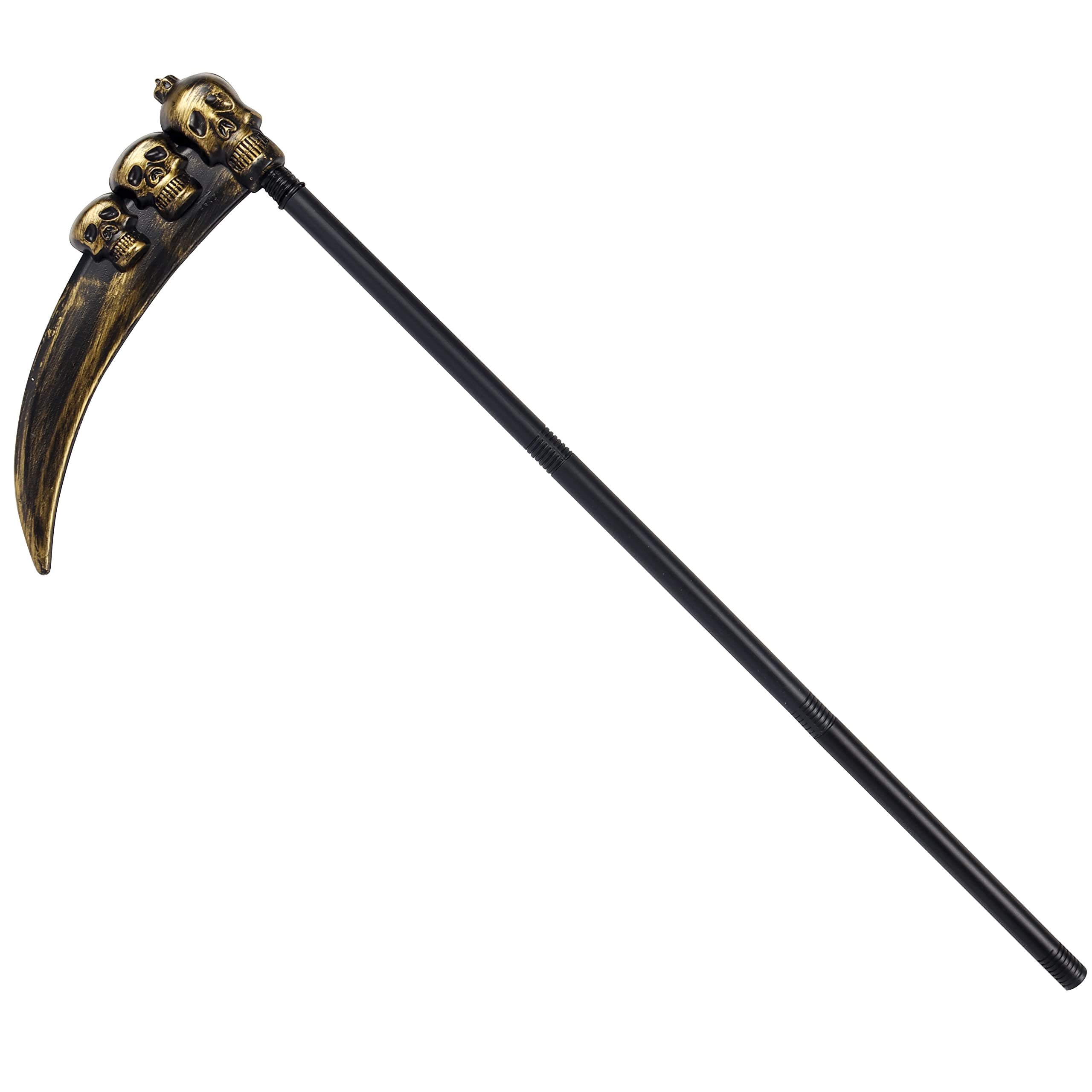 PTYQU Skeleton Scythe Staff with Skulls - Grim Reaper Death Scythe ...