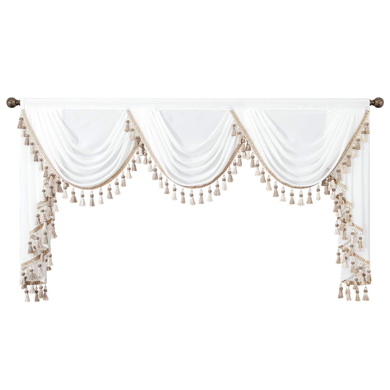 Amazon.com: VOGOL Sheer White Bedroom Window Valance, 79 Inches Wide ...