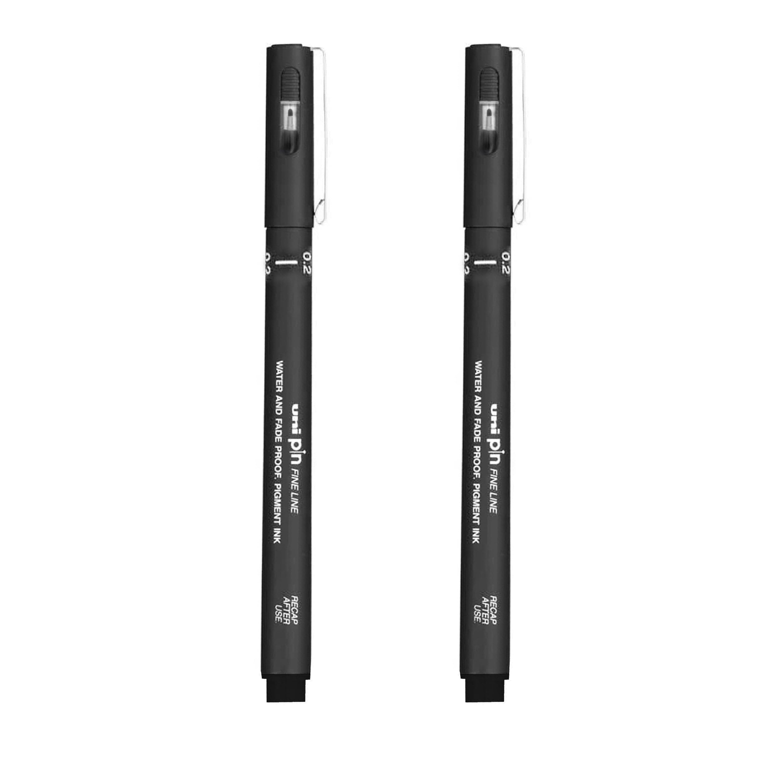 Uni Pin Fineliner Drawing Pens - Black Ink - 0.2mm Nib (2) : Amazon.co ...