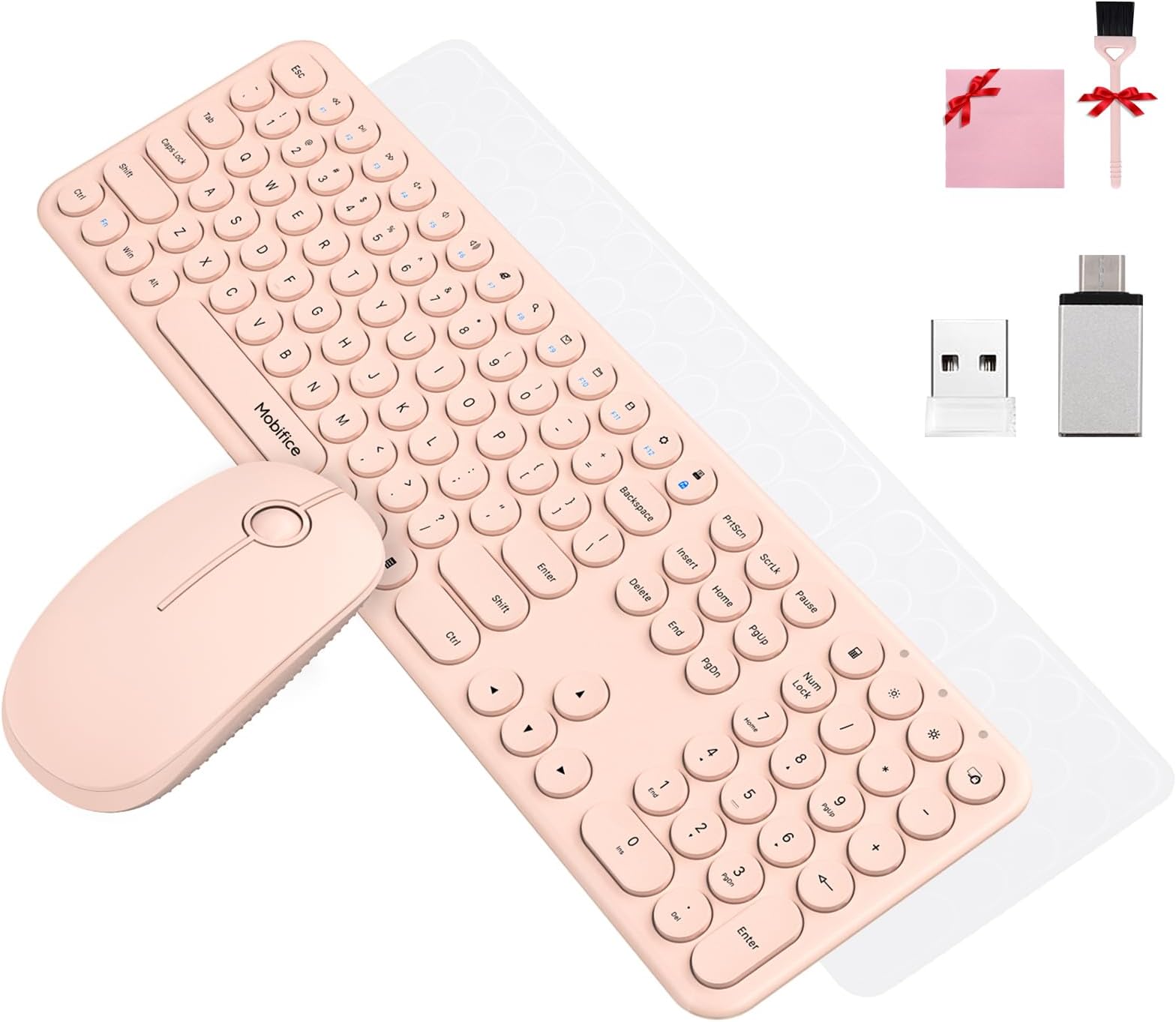 Amazon.com: PEIOUS Wireless Keyboard and Mouse Combo, Cute Pink ...