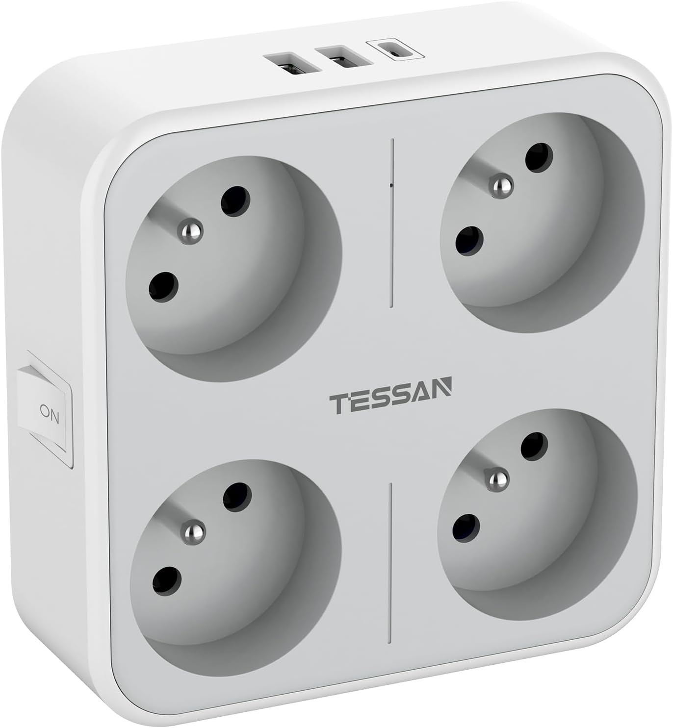 TESSAN Multiprise Murale Française avec 4 Sortie AC et 3 Ports USB, 7 ...
