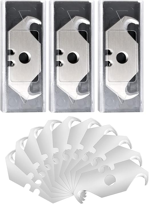 Utility Hook Blades 30 Pack, High Carbon Steel Standard Size Utility ...